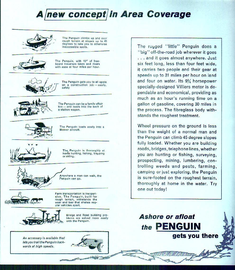 Penguin Brochure - "A" Model, page 2 - Kevin's Penguin and Beaver Page