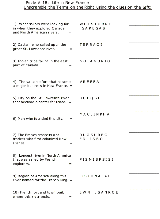 Andy's American History Worksheets