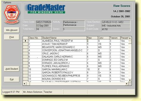 GradeMaster - Electronic Class Record and Report Card Generator