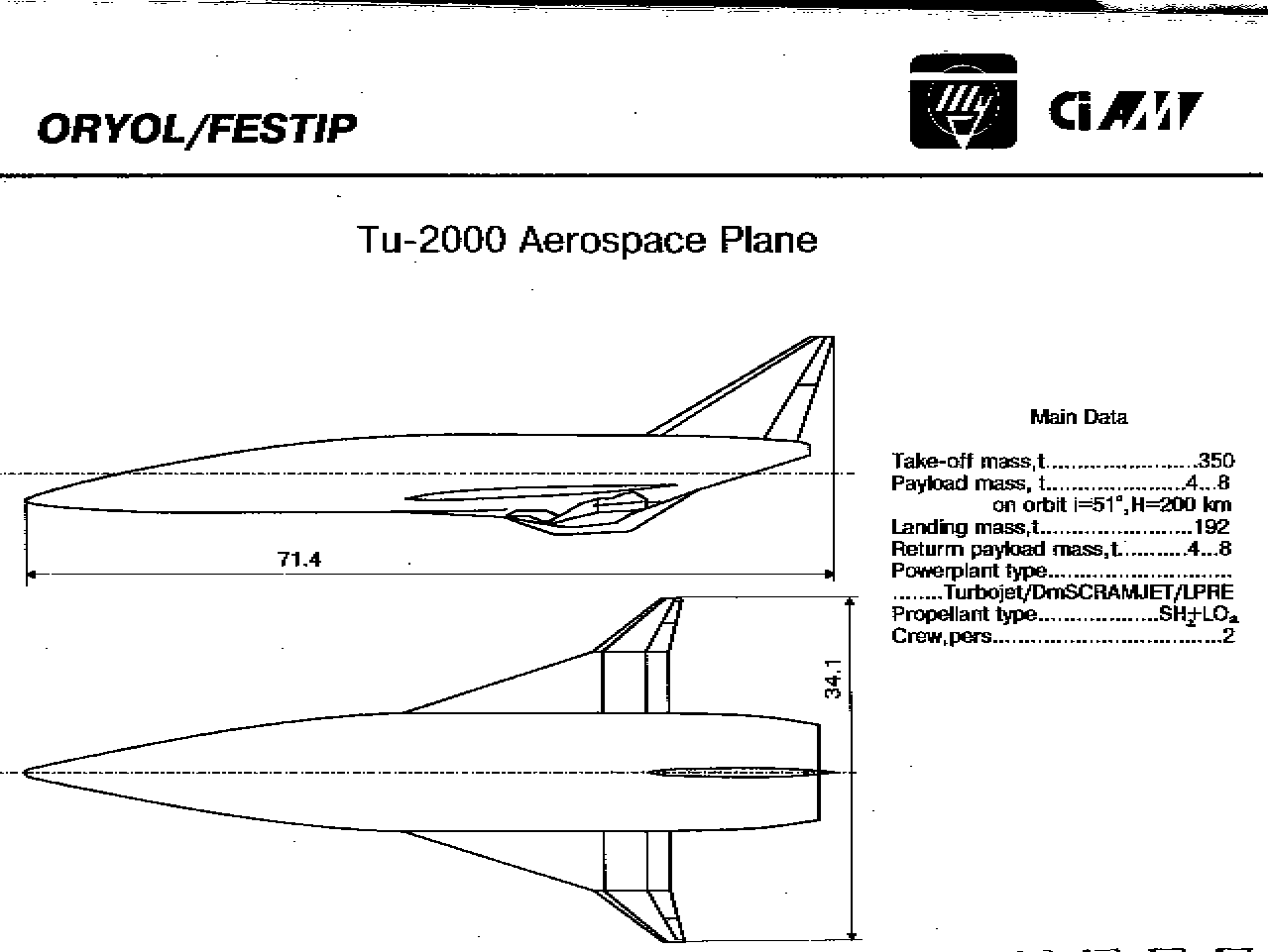 Space Transport - Tupolev Tu-2000 Hyperplane - Russia