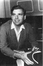 Gene Roddenberry on the set of the original Enterprise bridge