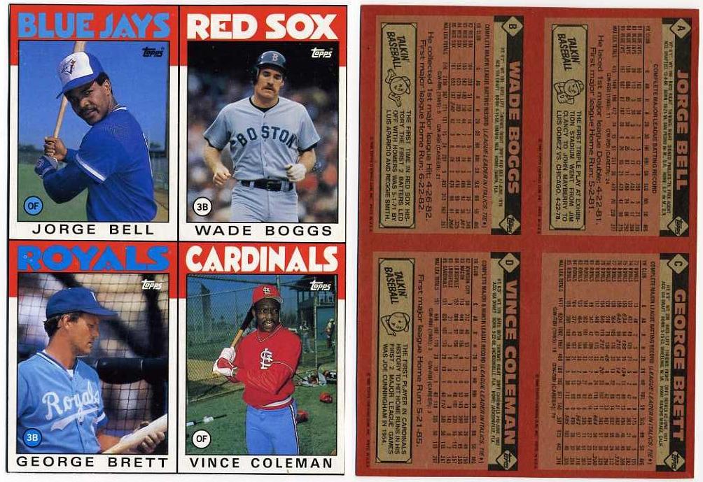 Vern Gorman's Baseball Trading Cards - 1986 Topps Wax Box Cards Checklist