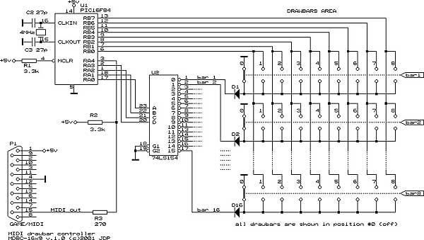 MIDI Drawbar 16*9 Controller project description
