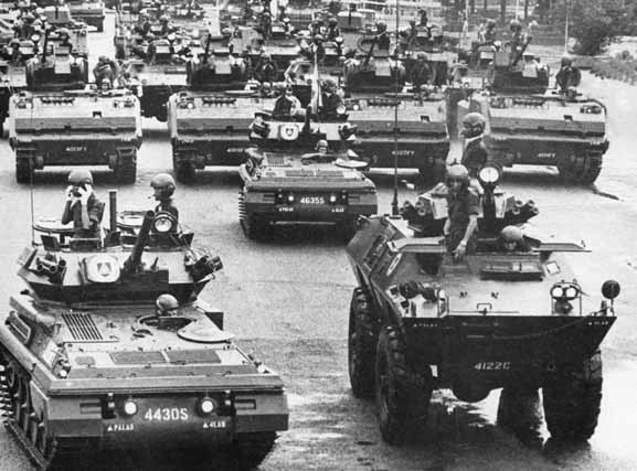 Filipino Armoured Column on the move including Philippine Army(PA ...