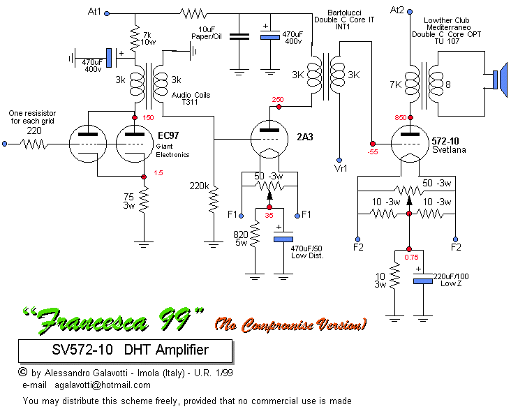 A DHT amplifier using SV 572-10 + 2a3 + EC97 by A. Galavotti