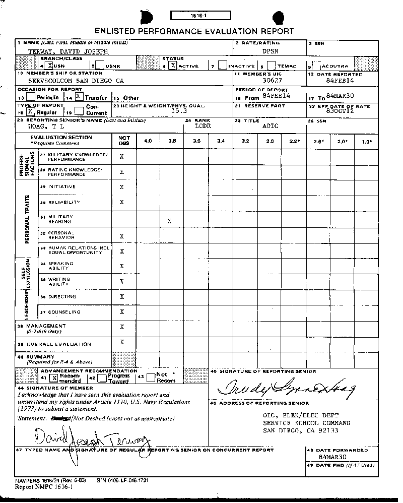 Résumé of David J. Terway