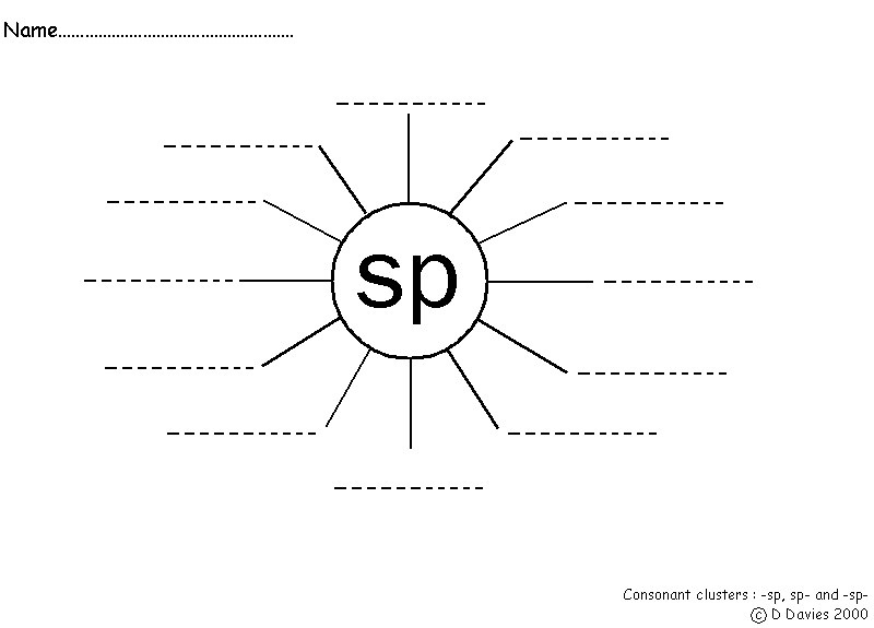 SEN RESOURCES : Worksheet - consonant clusters #1 : sp