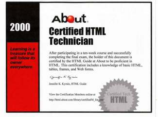 MY HTML CERTIFICATES