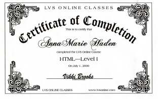 MY HTML CERTIFICATES