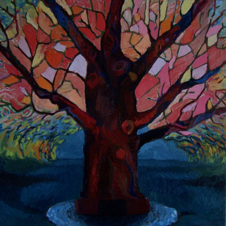 amy spiders petsch acrylic painting of Black Hawk statue at Fabyan Park ...