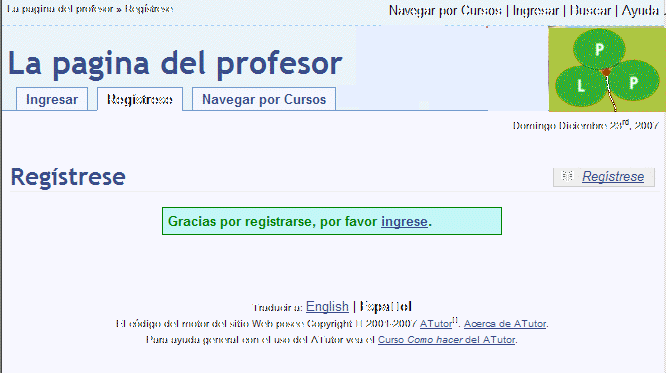 Un ejemplo de como registrarse