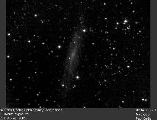 NGC 7640 - Edge-on spiral galaxy in Andromeda. 10" LX200 at f 4 ...