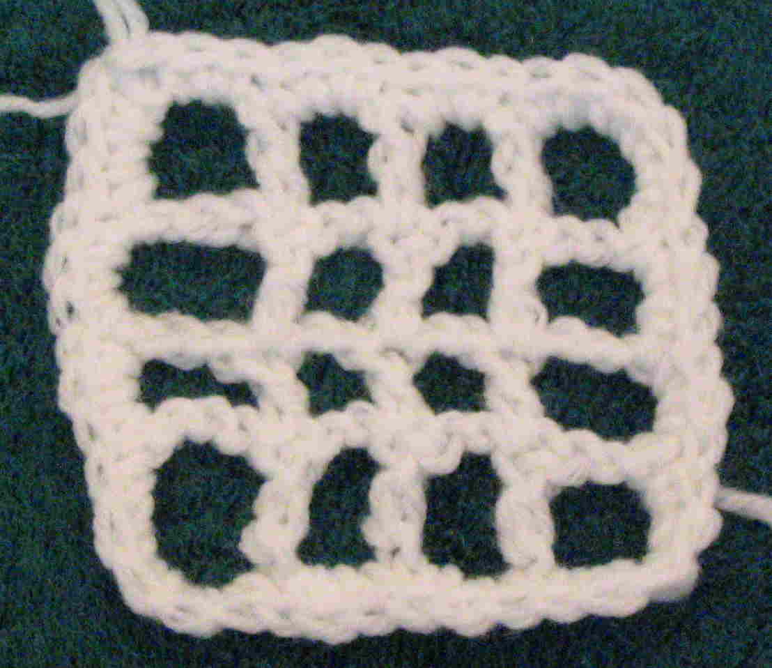 Chris Simon's Windowpane pattern - 12 inch crochet square
