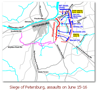 Siege of Petersburg, assaults on June 15-16