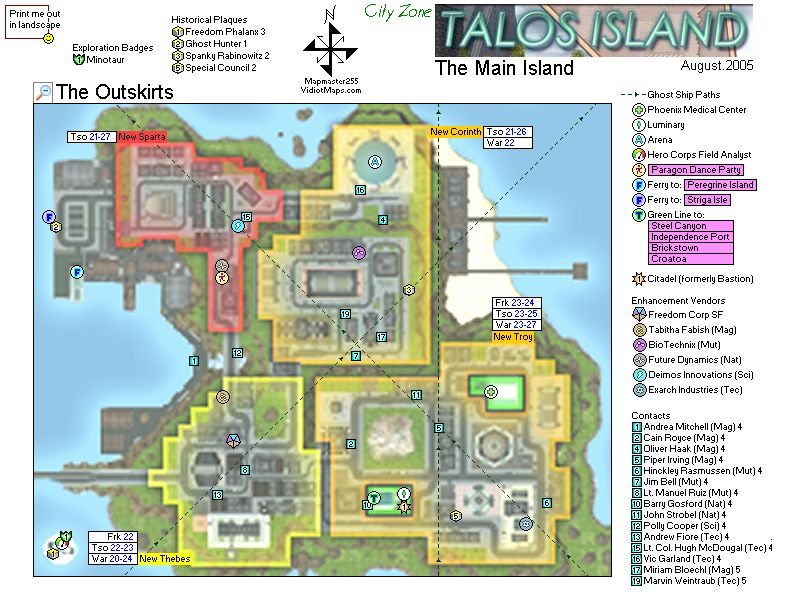 MAPS: TALOS ISLAND, FOUNDERS FALLS, and DARK ASTORIA