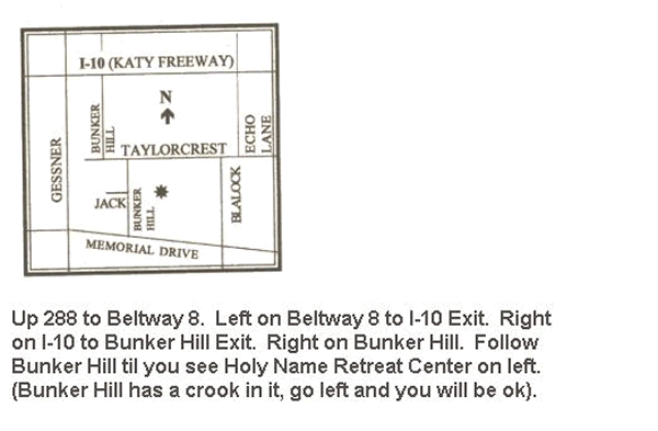 Map to Holy Name Retreat Center - COT Emmaus