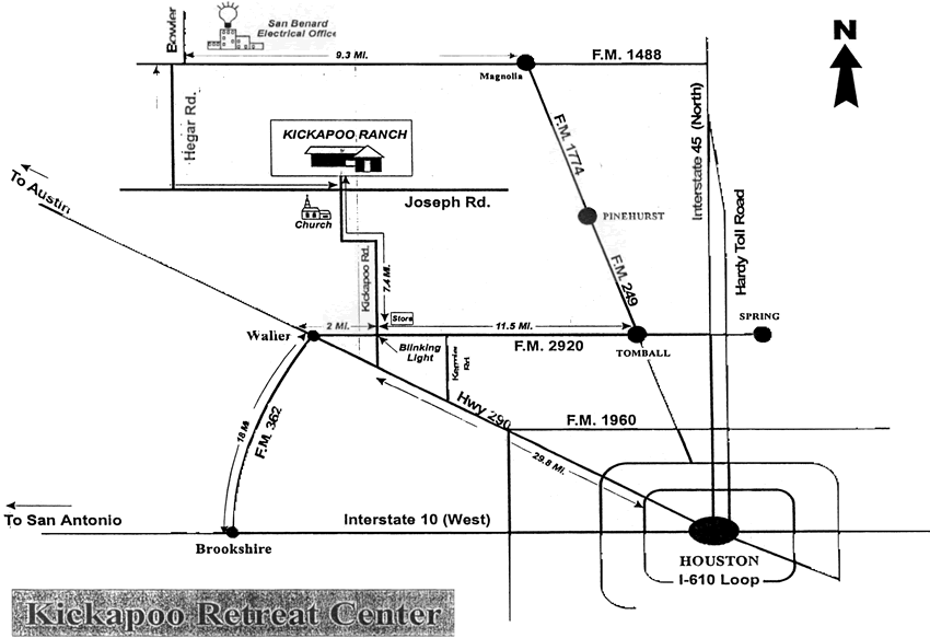 Map to Kickapoo Retreat Center - COT Emmaus