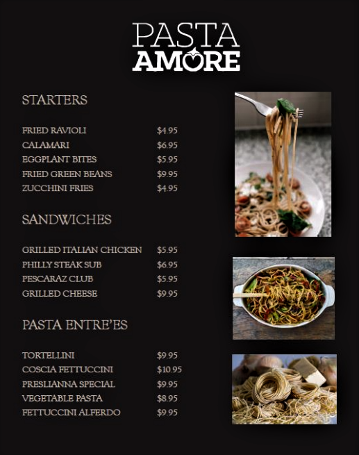 Pasta Amore Website