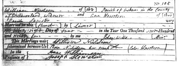 William NICHOLSON & Ann HEWITSON, Lazonby, Cumberland, Canada. Lambton ...