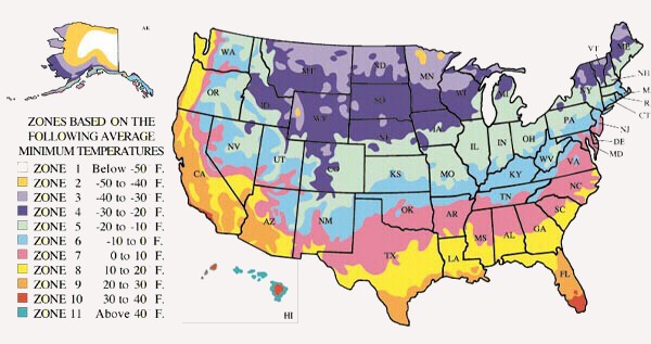 Rosebriar Gardens: U.S. Hardiness Zone Map