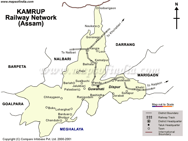 Cyber Guwahati-->Assam > Kamrup Railway Network Map