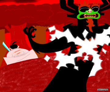 Raising his sword again, Jack turn around and saw Aku shocking rays all ...
