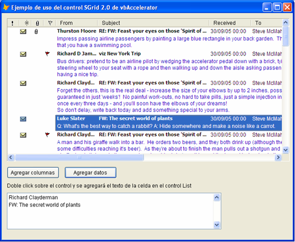 Uso del control SGrid 20