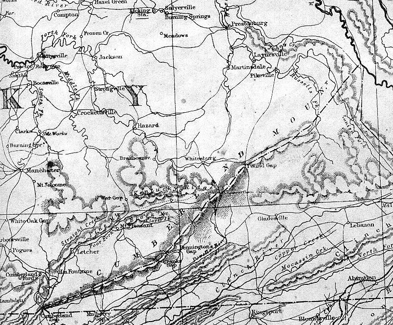 14th KY Cavalry, Co. K - 1864 Map of Eastern KY