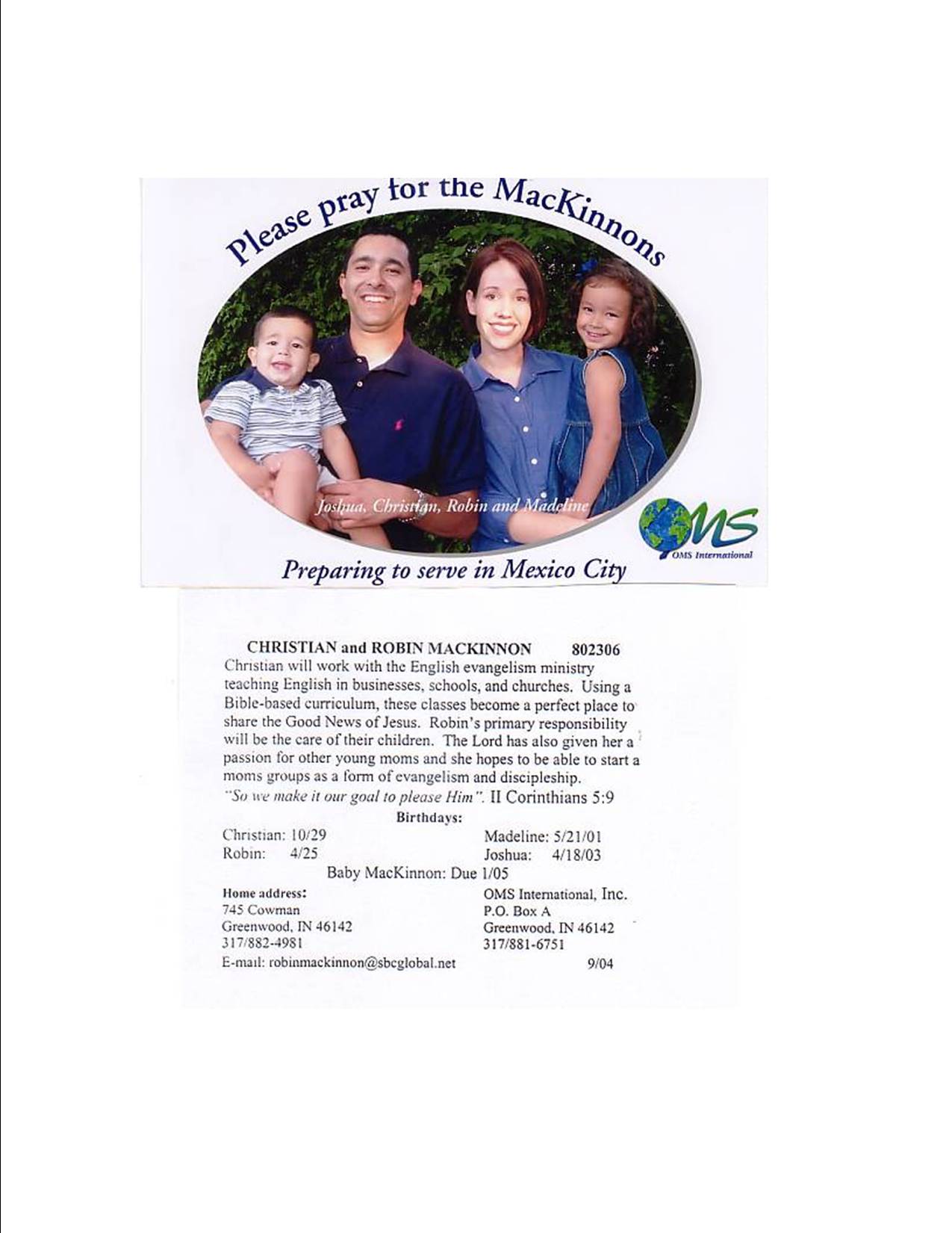 At the missions dinner we heard from two missionaries