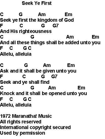 Seek Ye First Guitar Chords