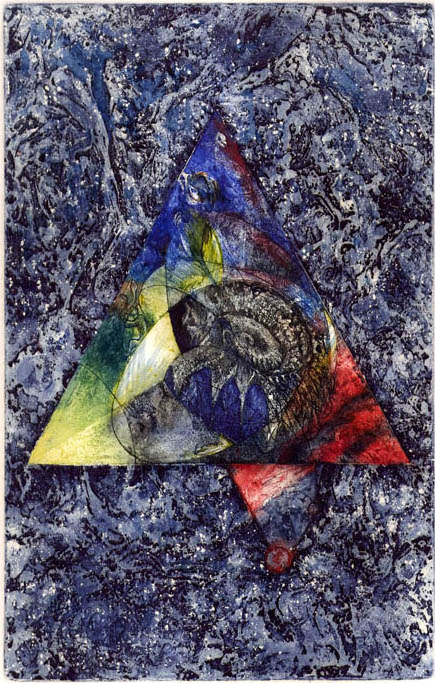 Egg in a Prism, II . Framed 425 x 325mm. Etching; edn. of 40.