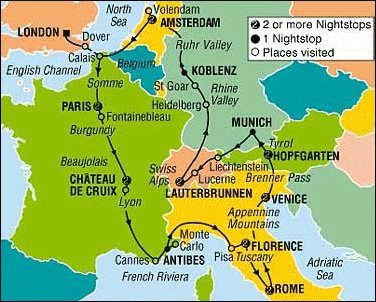 Contiki - Map, Itinerary, FAQS