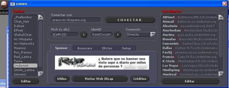 Para conectarte a undernet sólo tienes que darle al rostro y elegir la ...