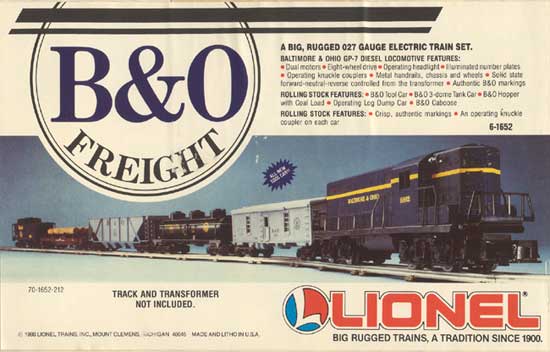 HIGBYTOYS Lionel B & O Freight Train Set Web Page