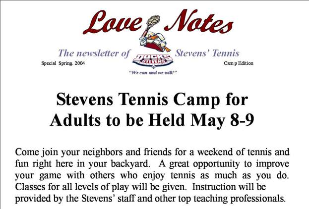 Stevens Tennis Camp for Adults in Hoboken NJ - May 8 th - Hoboken ...