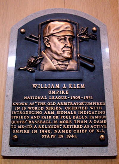 Hall of Fame History-The Umpires...Bill Klem