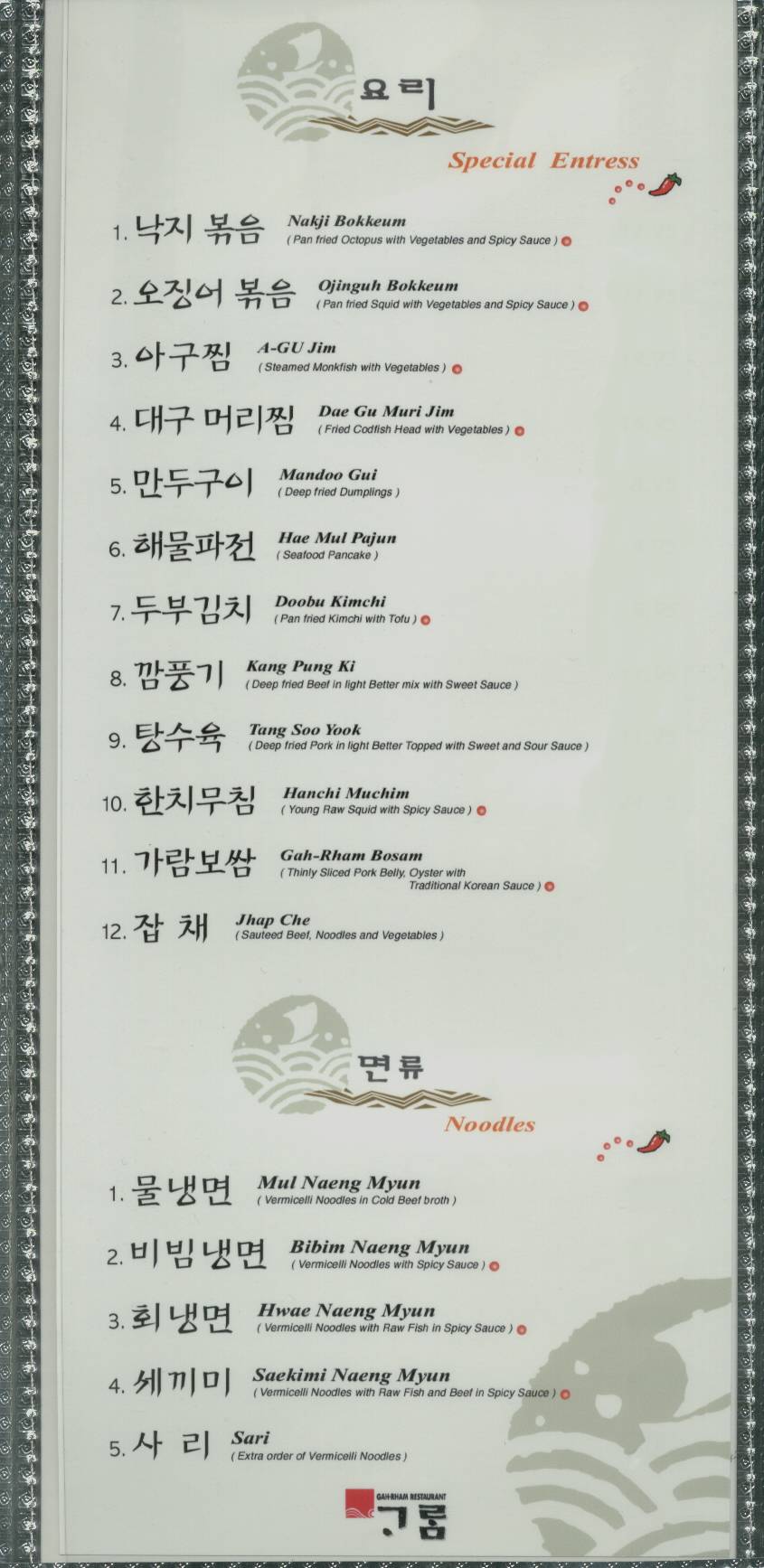 menu