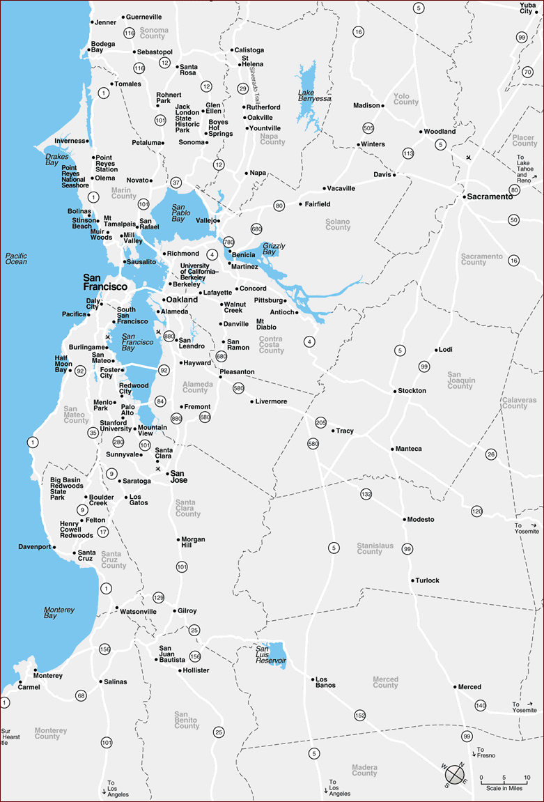 SAN FRANCISCO, Maps of; MUNIcipal Railway; Bays' areas, Region, Flag
