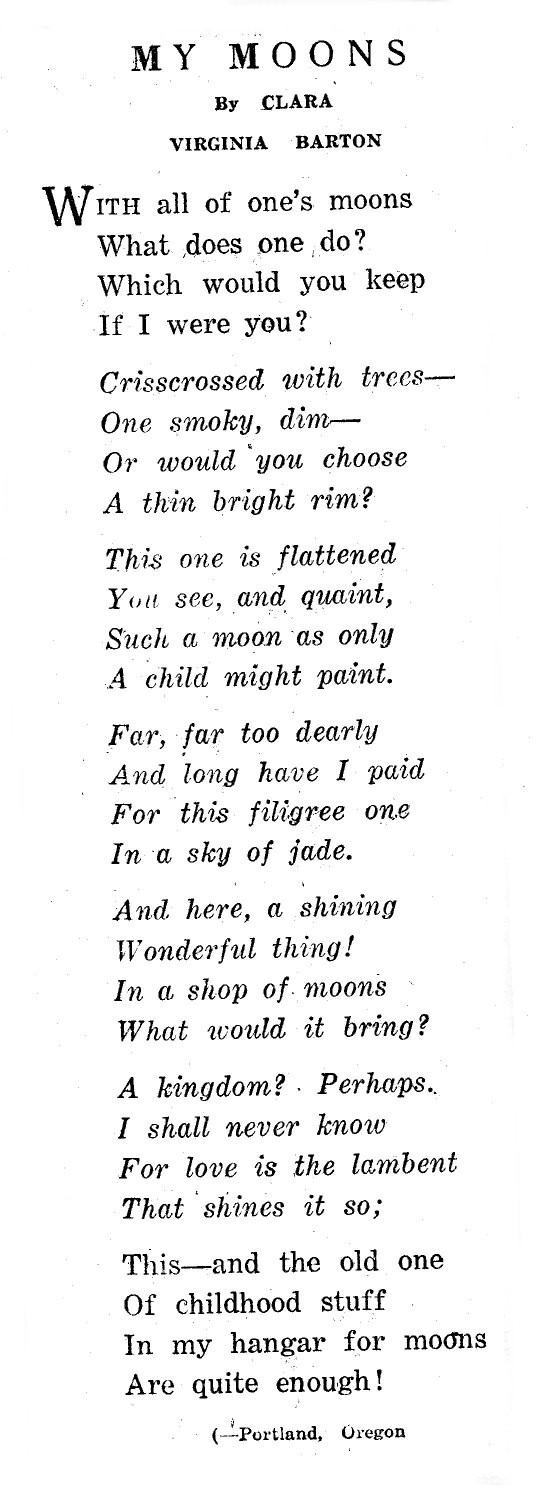 Clara Virginia (McClelland) Barton Poems.