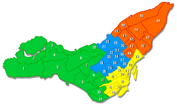 La carte des postes de quartier de la Ville de Montréal