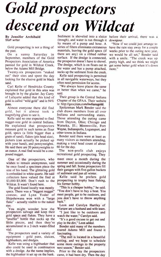 Adams Mill Newspaper Article