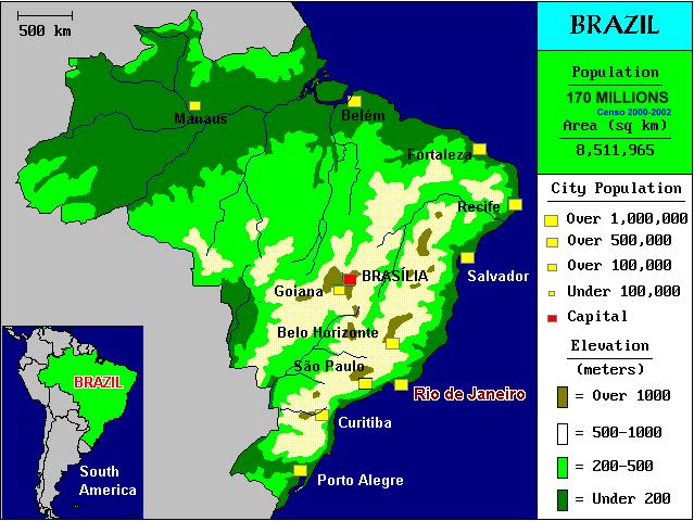 Dense Population Map Brazil