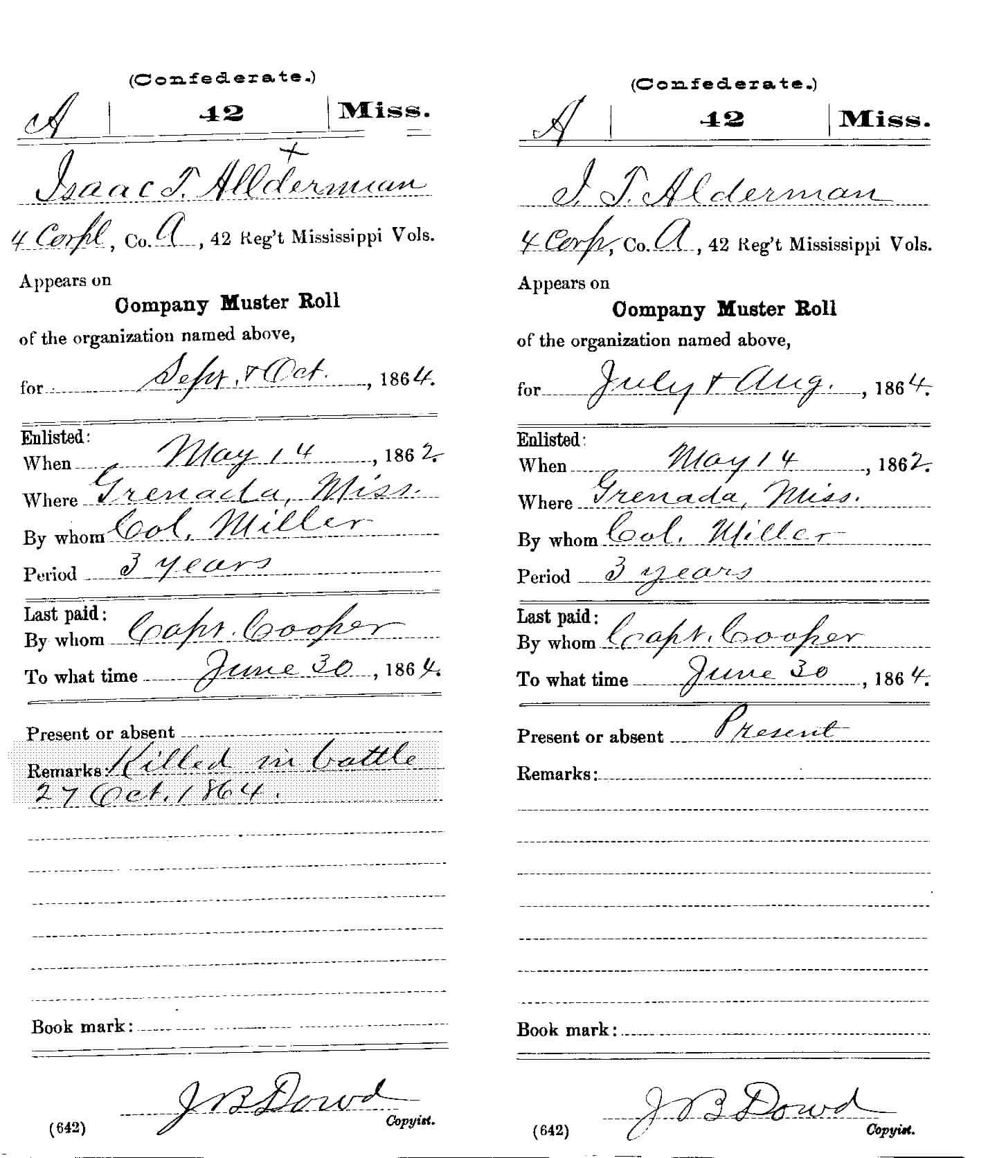 Confederate Record Example