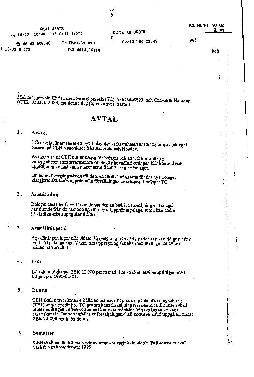 Detta avtal är kopierat från originalhandling och visar Braas