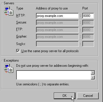 Entering a Proxy in Internet Explorer 4