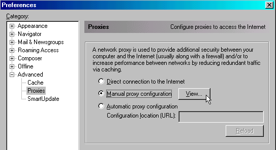 Entering a Proxy in Netscape