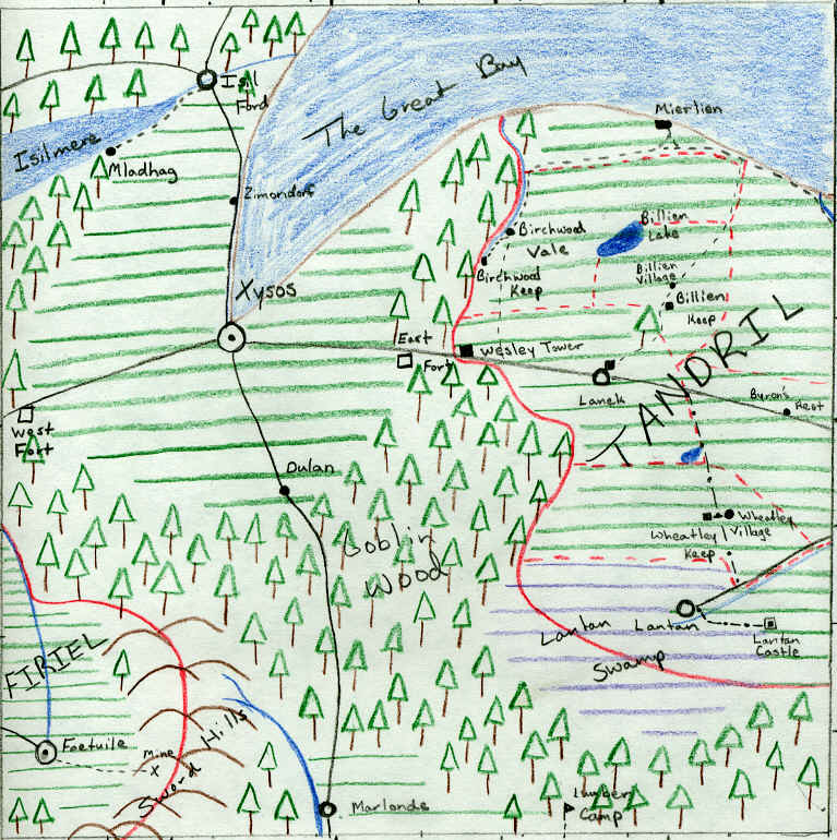 Map of Xysos and western Tandril