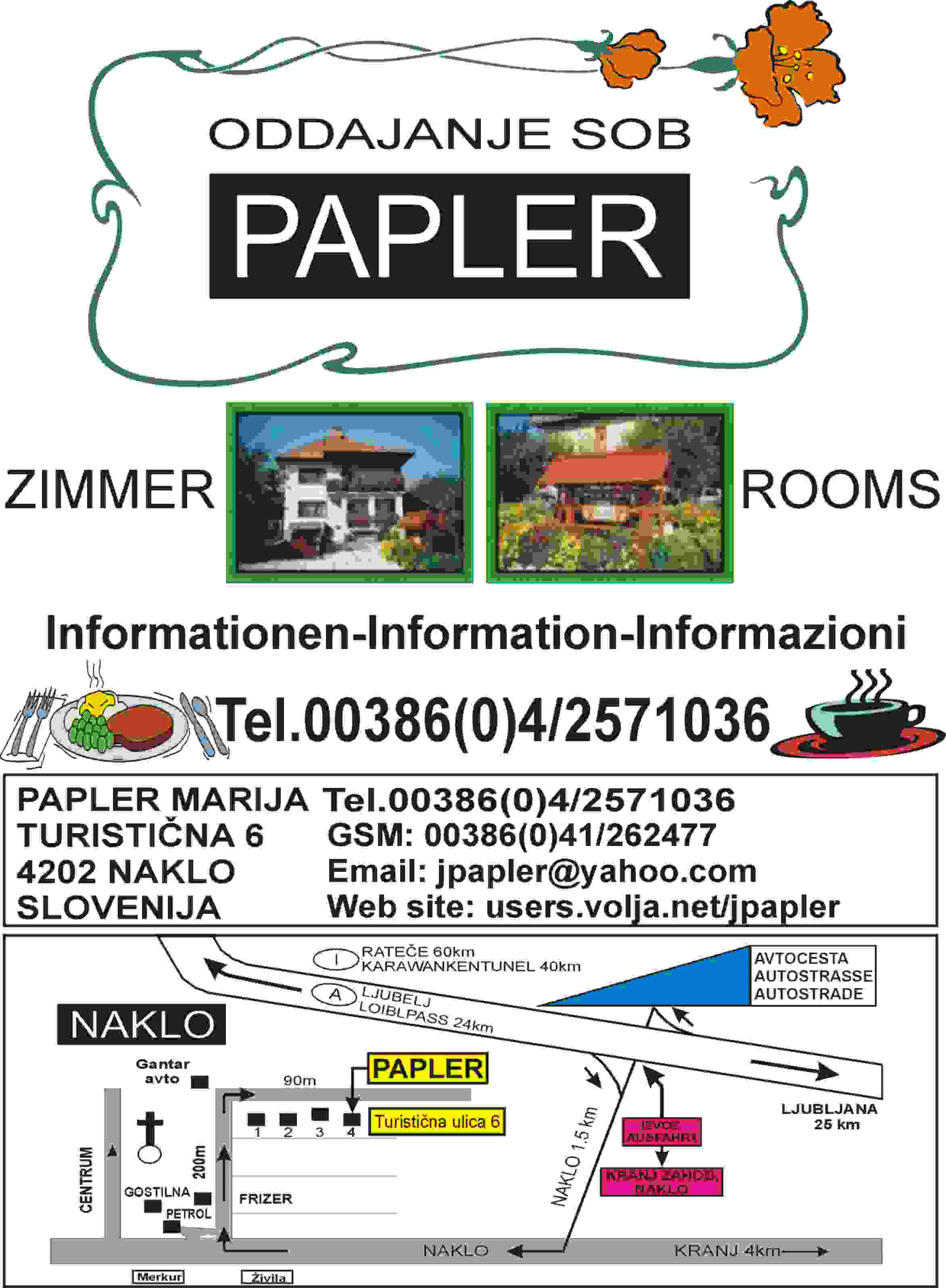 Rooms zimmer camere Papler - Naklo/Slovenia