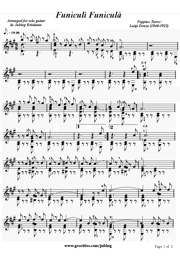 Jubing's Guitar Compositions and Transcriptions