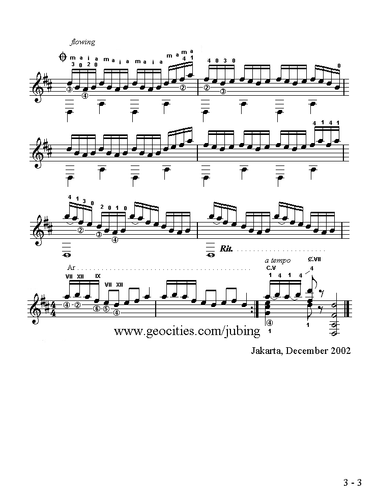 Jubing's Guitar Compositions and Transcriptions